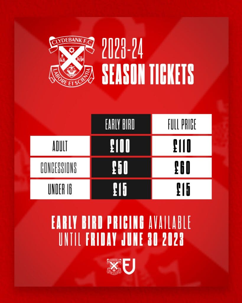 2023-24 Season Tickets on sale now - Clydebank Football Club